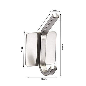 ZSYSUP 4 Pack Stainless Steel Adhesive Wall Hooks for Hanging, Seft-Adhesive Robe/Coat/Hat/Towel/Key Hooks for Bathroom Kitchen Curtain Door