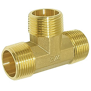 Joywayus Brass 3/4" GHT Garden Hose Threaded Tee Shaped 3 Way Connector Hose Pipe Fitting Coupler Adapter