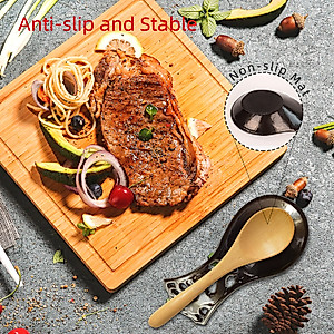 MINLUFUL Cast Iron Spoon Rest Holder, Heat Resistant Metal Spoon Rest Holder for Stove Top and Countertop Use as Spatula and Fork Rest while Cooking, Coffee Gold