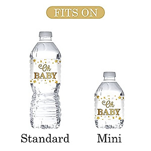 MonMon & Craft Oh Baby Water Bottle Stickers / Gender Reveal Bottle Wrappers / Baby Shower / Welcome Baby / Baby 1st Birthday Party Water Labels Supplies Waterproof ( Set of 32 )