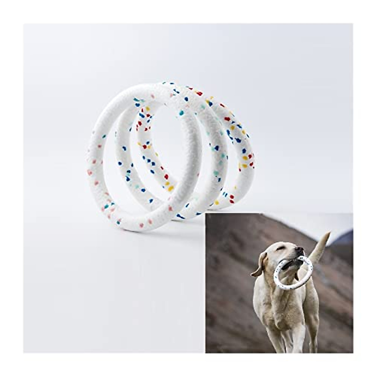 QBIYA Dog Toy Fly Ring, Dog Chew Toys, Dog Ring Toy, Tug of War Dog Toy, Dog Training Ring Fitness Tool, Fun Dog Toys, Interactive Travel Pet Toys, for Small/Medium Dog Training Ring