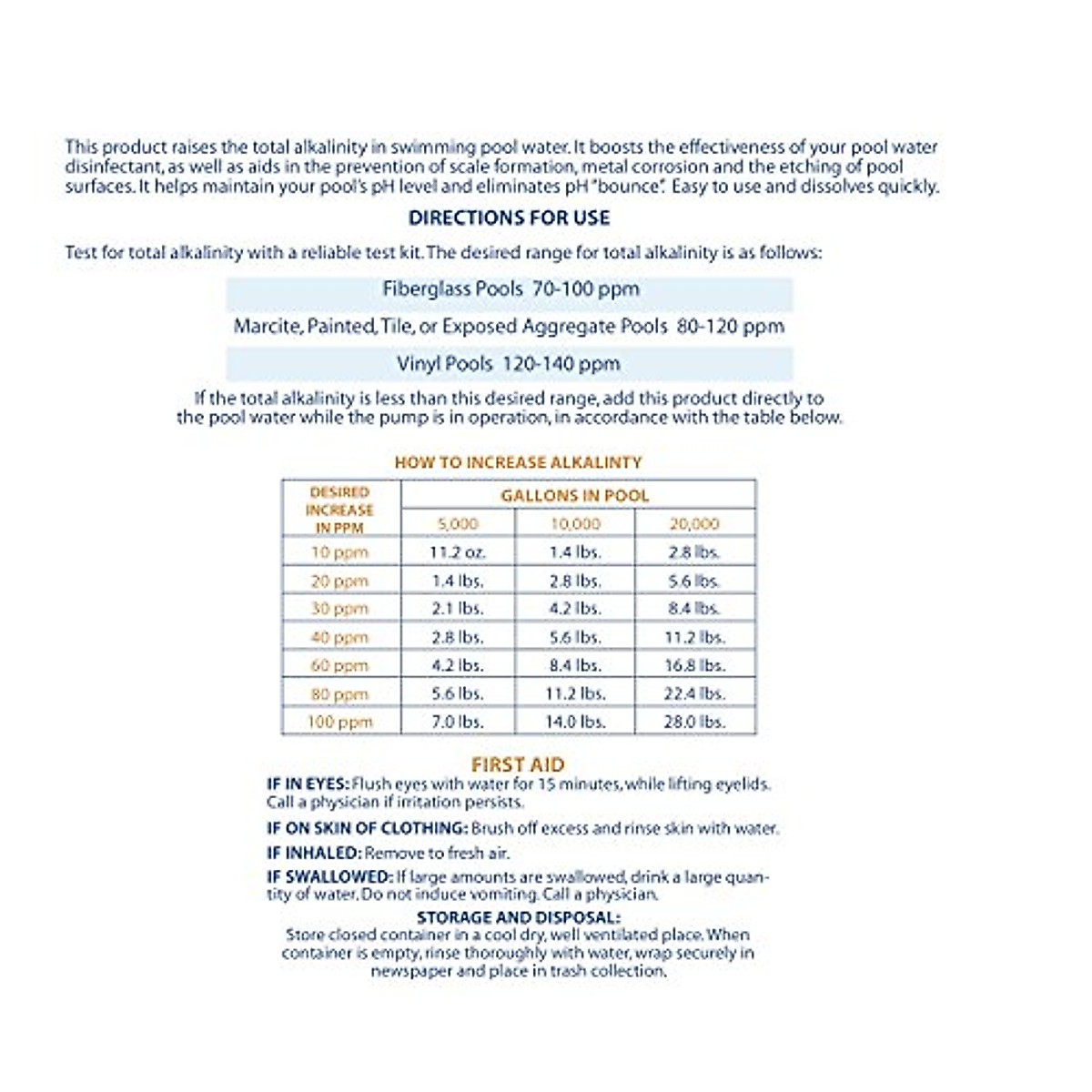 Robelle 2256B Total Alkalinity Increaser for Swimming Pools, 10 lb