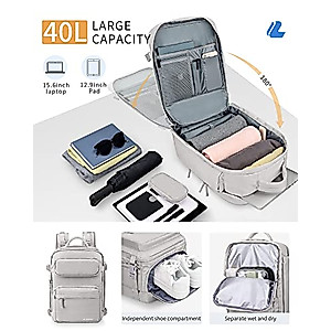 LIVACASA Waterproof Travel Backpack for Women, 40L Airline Approved Carry on Laptop Backpack with Compartment and USB Port