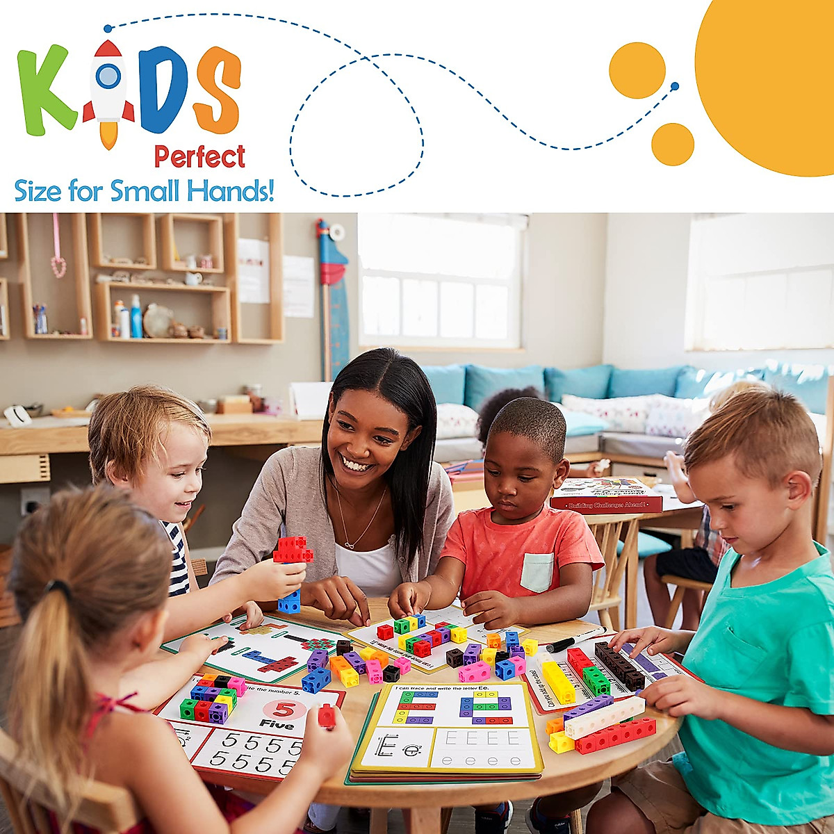 Torlam Math Cubes Math Manipulatives Activity Set, Counting Toys Snap Linking Cube for Kids Kindergarten Learning Activities