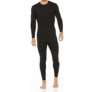 Thermajohn 2 Pack Thermal Underwear for Men Size 3XL V-Neck & Crew Neck Sets Black