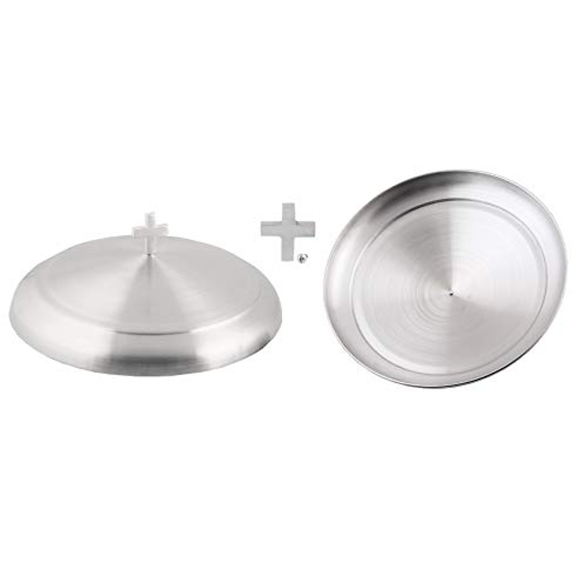 Communion Ware Holy Wine Serving Tray with A Lid & A Stacking Bread Plate with A Lid + 40 Cups - Stainless Steel (Matte)