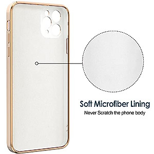 Hython Case for iPhone 11 Pro Max Case with Ring Stand, Plating Rose Gold Edge 360° Rotatable Ring Holder Magnetic Kickstand Cover, Slim Soft TPU Luxury Protective Phone Case, White