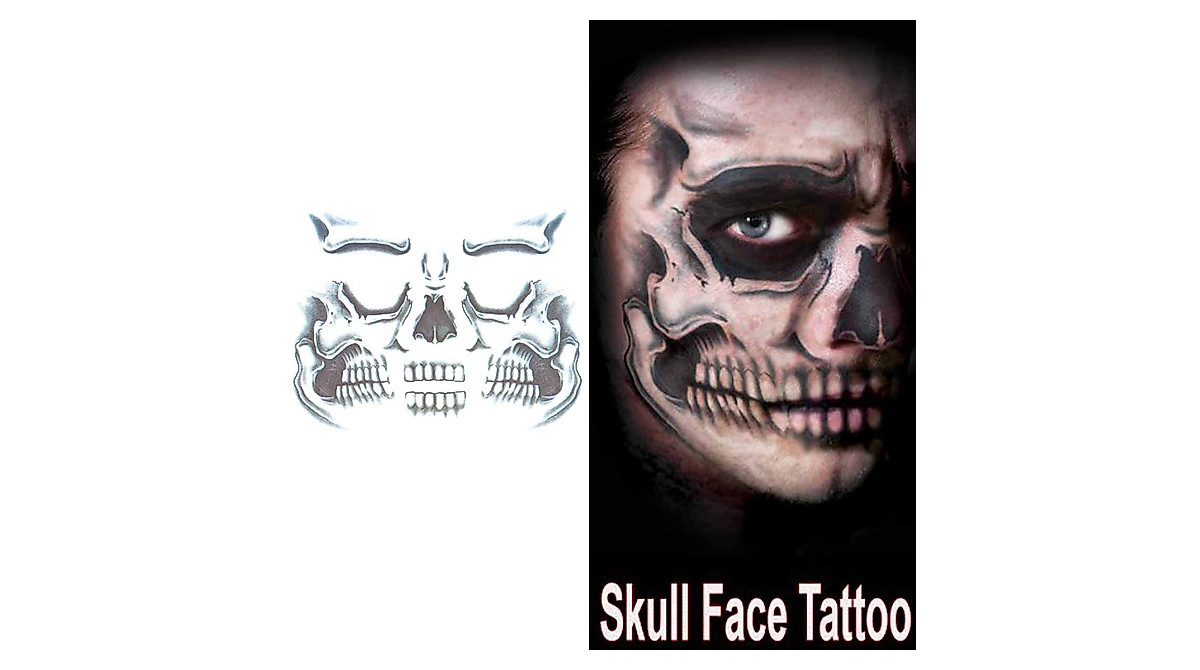 COKOHAPPY Day of the Dead Skeleton Face Tattoos - Halloween Kit