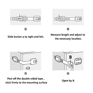 8 Pack Black Child/Baby Safety Cabinet Locks - Maveek Adjustable Strap Baby Proof Latches with No Trapped Fingers for Cupboard/Drawers/Closet/Toilet Seat/Oven and Fridge, Free 9 Extra Adhesive Pads