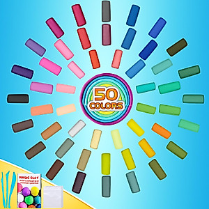 ESSENSON Air Dry Clay 50 Colors, Modeling Clay for Kids, DIY Molding Magic Clay, Gift for Kids