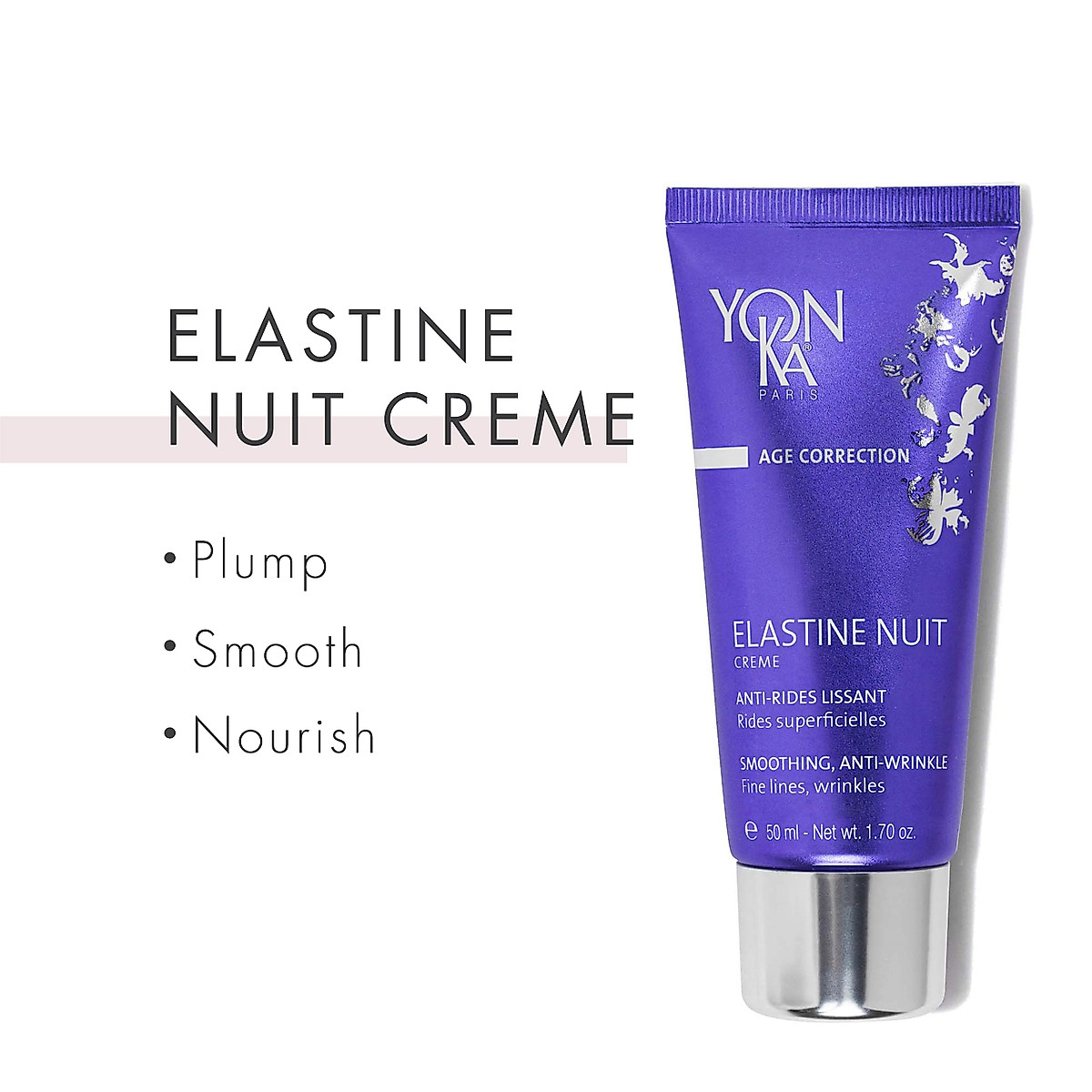 Yon-Ka Elastine Nuit Anti-Wrinkle Night Cream (50ml) Anti Aging Facial Moisturizer and Eye Cream, Soften Fine Lines and Wrinkles with Vitamin C and Elastin Peptides, Paraben-Free