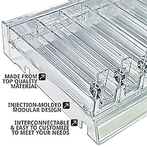 Azar Displays 225830-6COMP-CLR 6 Compartment Divider Bin Cosmetic Tray with Pushers - 6 Slots per Tray, 2-Pack, Clear