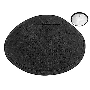 Judaica Place Linen Kippah 7" Diameter - Black