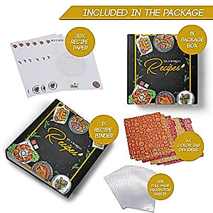 67 pcs Recipe Book Elegant 3-Ring Design, This Recipe Book to Write in Your Own Recipes Has 30 Paper Sheets, 6 Divider Sheets, 30 Clear Protective Sleeves Recipe Binder, Ideal for Family Recipes.