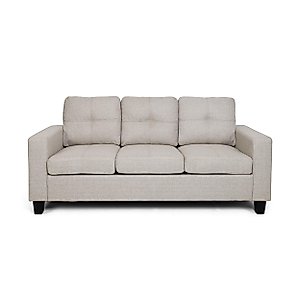 Christopher Knight Home Viviana Three Seater Sofa with Wood Legs, Beige and Natural Finish