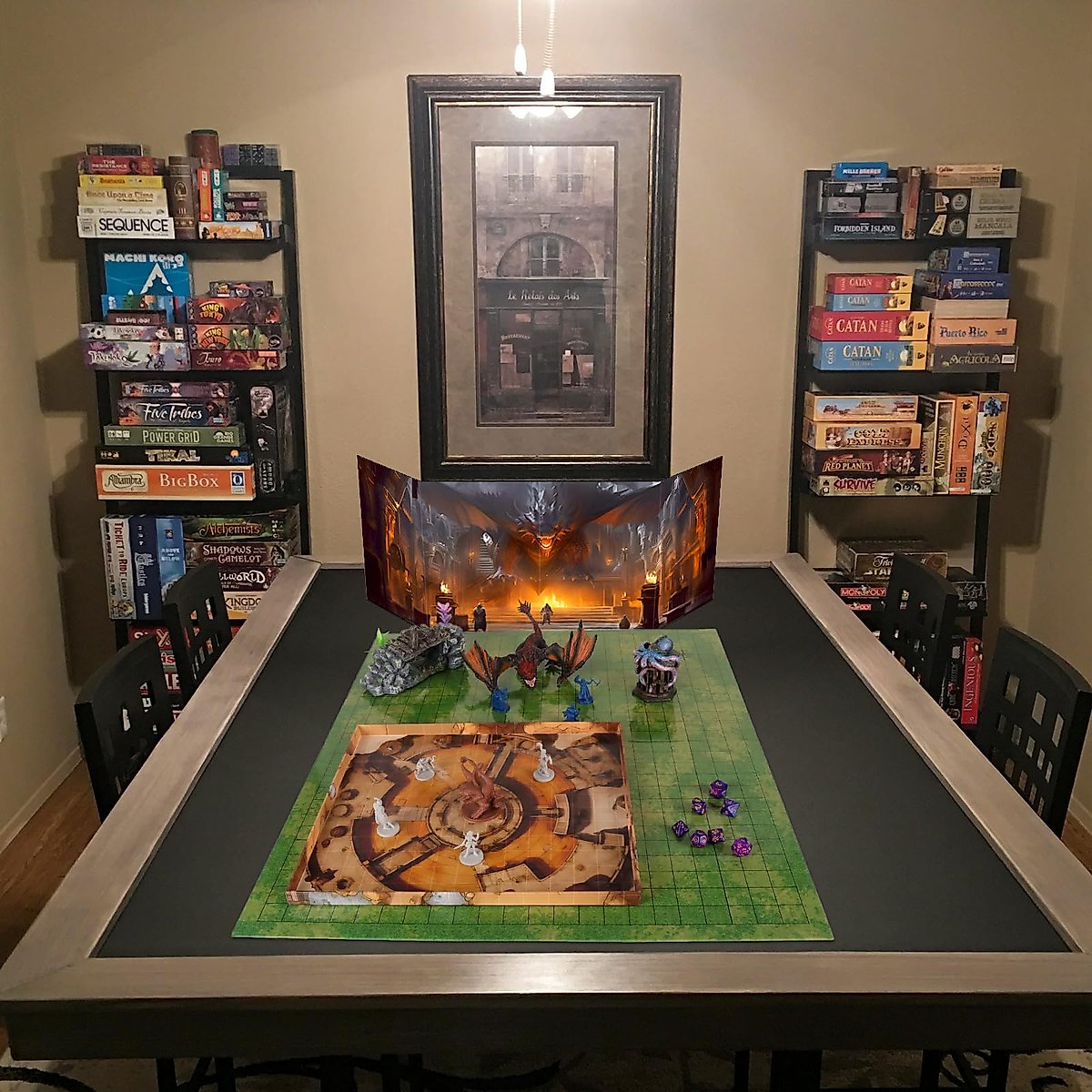 CZYY DND Foldable Mat Dry Erase TTRPG Map Grassland & Desert Two-Sided Cardboard Terrain 27x23 Inches with Square Grid - Portable, Reusable Game Board for D&D, Pathfinder and Tabletop RPGs (Style A)