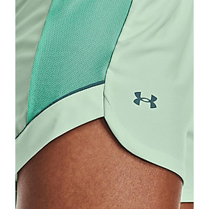 Under Armour Women's UA Play Up Side Mesh Shorts (Medium, Seaglass Blue/Comet Green)