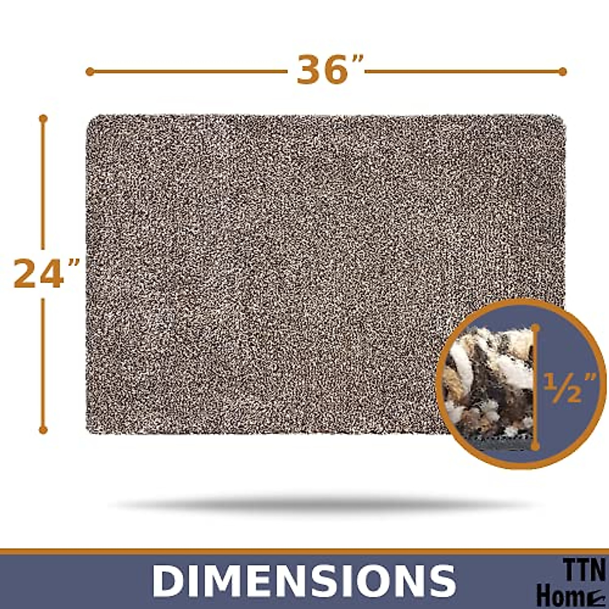 TTN Home Entryway Rug 24" x 36", Front Door Mat Indoor Entrance, Indoor Door Mat, Microfiber Rugs for Entryway, Entry Throw Rug with Rubber Backing Washable, Absorbent Door Mat, Muddy Mat for Dog