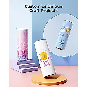 Hiipoo 8 Pack Sublimation Tumblers bulk 20 oz Straight Skinny with Sublimation Papers, Lids and Straws, Shrink Wrap, Sublimation Tumbler Cups for Tumbler Heat Press and Heat Transfer