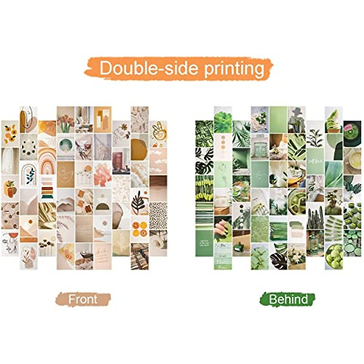 50 Pcs Boho Room Decor Aesthetic Pictures Wall Collage Kit, Photo Collection Collage Dorm Wall Decor for Teen Girls and Women, Double-Sided Art Print, Beige Green Posters Minimalist Wall Art Bedroom Decor