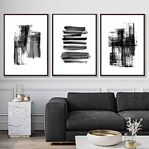 Black and White Abstract Wall Art Canvas Watercolor Black Art Prints Black and White Wall Decor Abstract Black White Grey Poster Prints Black Minimalist Artwork for Living Room Bedroom 16x24inch