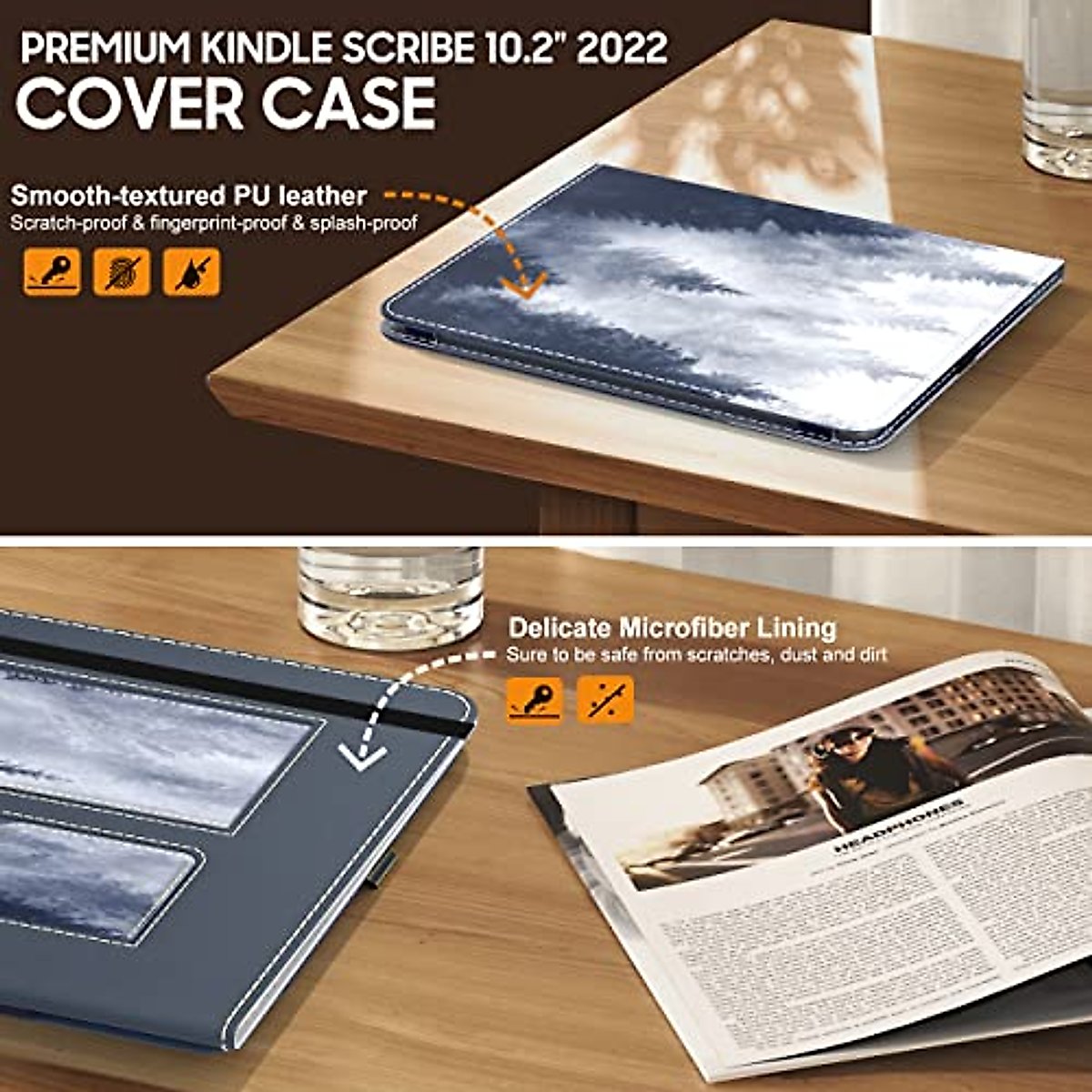 MoKo Case for 10.2“ Amazon Kindle Scribe 2022 Release-1st Generation, Slim PU Shell Leather Cover Case with Auto-Wake/Sleep for Kindle Scribe e-Reader 2022, Gray Forest