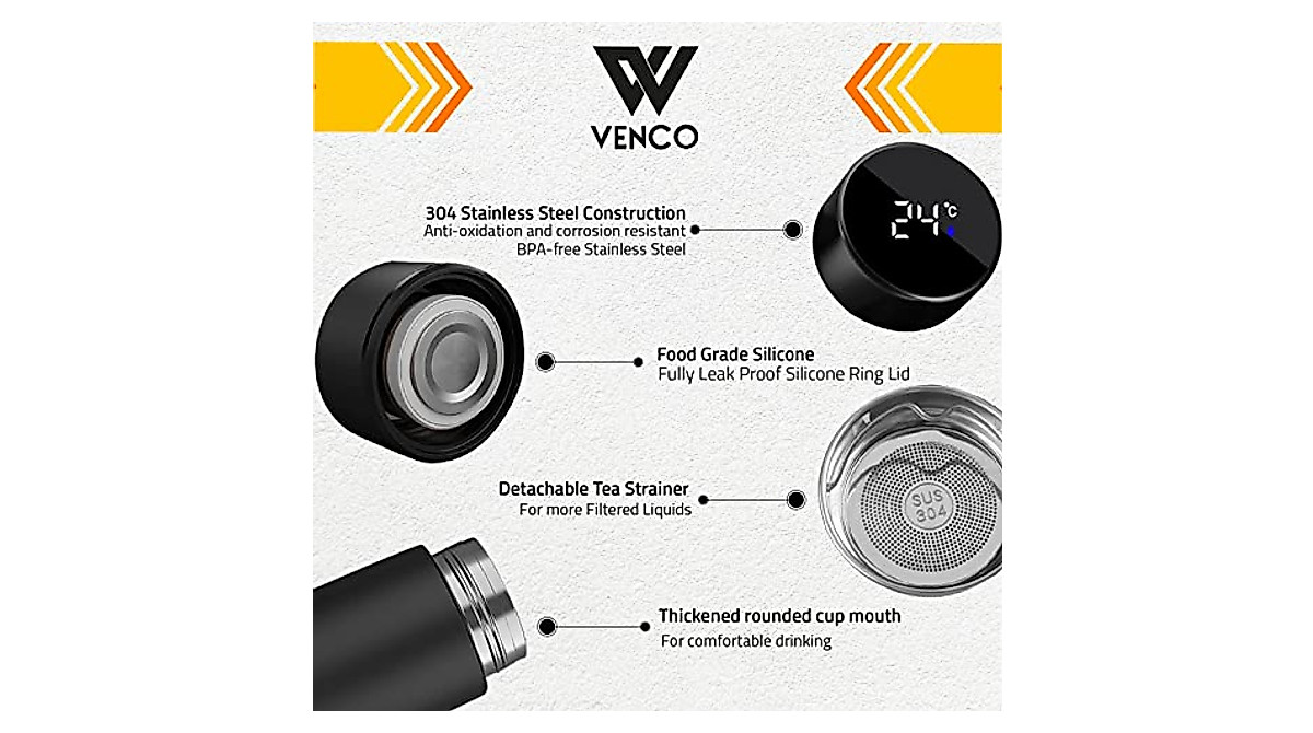 VENCO Smart Vacuum Flask with Digital Temp Control | 500ml Blue