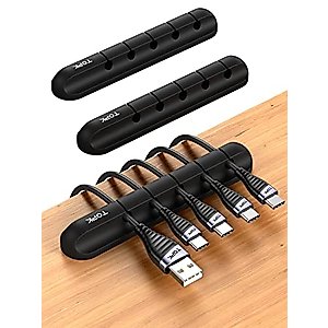 TOPK Cable Management, [3-Pack/5 Slots] Cord Organizer Cable Clips Cord Holder, Cord Organiser Clips Silicone Cord Organise Holder for Desk Car Home and Office,Compatible with USB Charging Cable