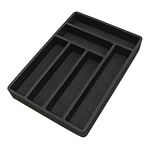 Polar Whale Flatware Silverware Drawer Organizer Premium Dividers for Cutlery Forks Knives Spoons Serving Utensils Non-Slip Waterproof Tray Insert 12.75 X 18 Inches 6 Slot Extra Deep