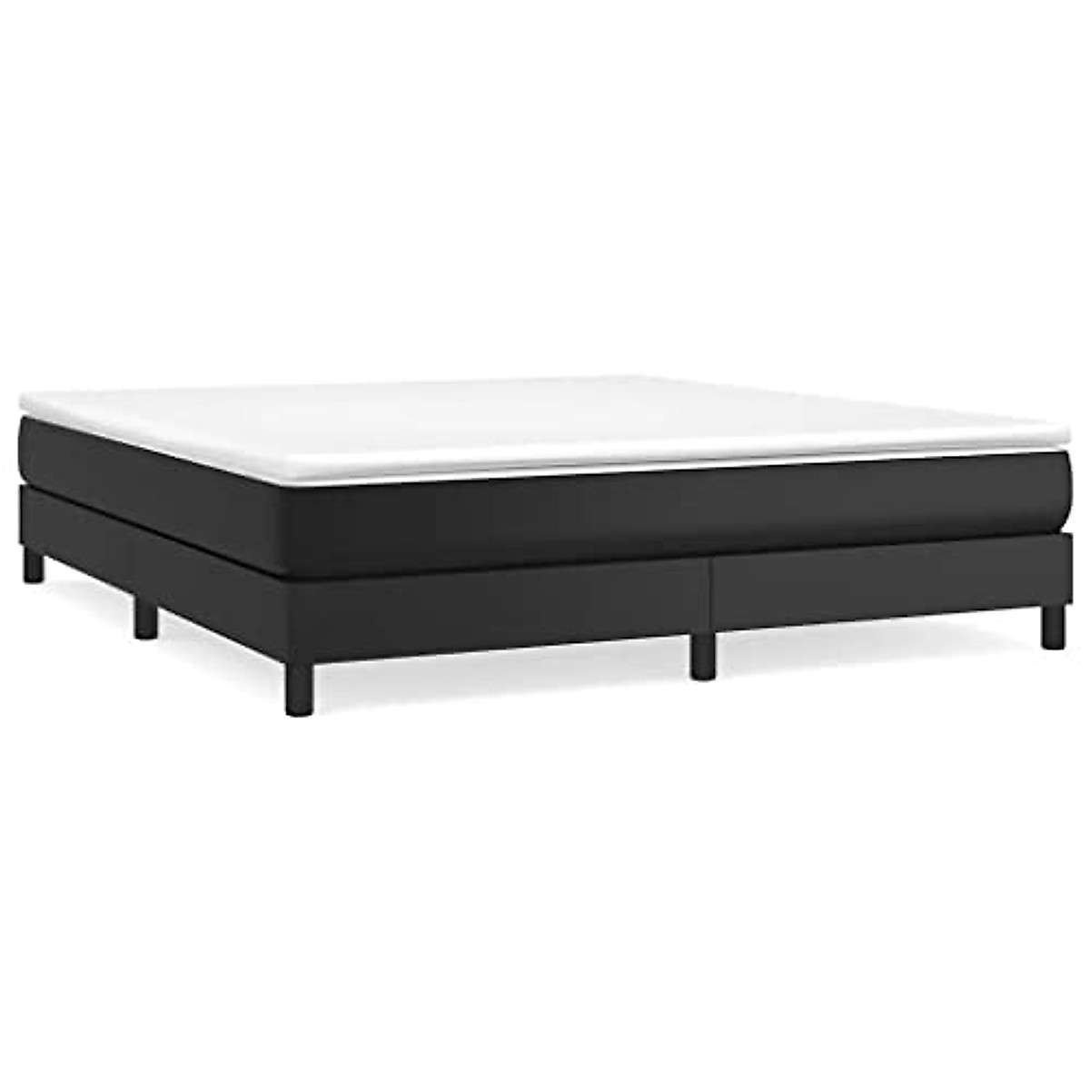 vidaXL Box Spring Bed Frame Home Indoor Bedroom Bed Accessory Wooden Upholstered Double Bed Base Furniture Black 76"x79.9" King Faux Leather