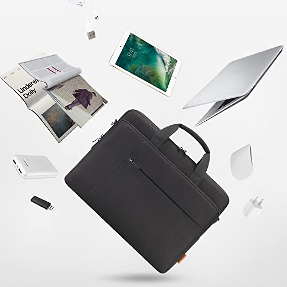 DOMISO 14 inch Laptop Bag Business Briefcase Water-resistant Notebook Messenger Shoulder Bag for 14" MacBook Pro/Lenovo IdeaPad ThinkPad/HP Stream 14 Chromebook 14/ASUS ZenBook,Black