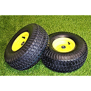 (Set of 2) 15x6.00-6 Tires & Wheels 4 Ply for Lawn & Garden Mower Turf Tires .75" Bearing ATW-003