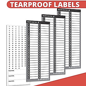 Circuit Breaker Directory Label with Fuse Stickers for Fuse Panel, Marker Sign for Electrical Panel. Strong Adhesive. Up to 48 Entries, Odd and Even Sequence. for House or Commercial Use- Grey Color
