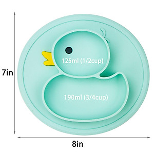 Qshare Toddler Plate, Portable Baby Plates for Toddlers and Kids, BPA-Free Strong Suction Plates for Toddlers, Dishwasher & Microwave Safe Silicone Placemat 9x6x1.4 inch