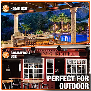 Outdoor Heater, Electric Patio Heater, with 3 Power Settings, 1500W, Overheat Protection, Infrared Heater with Remote Control, Super Quiet Wall Mounted Space Heater, In/Outdoor