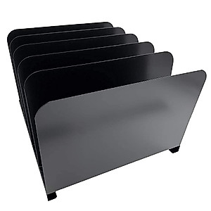 Huron Desktop File Organizer Vertical 5 Slot, Black Steel