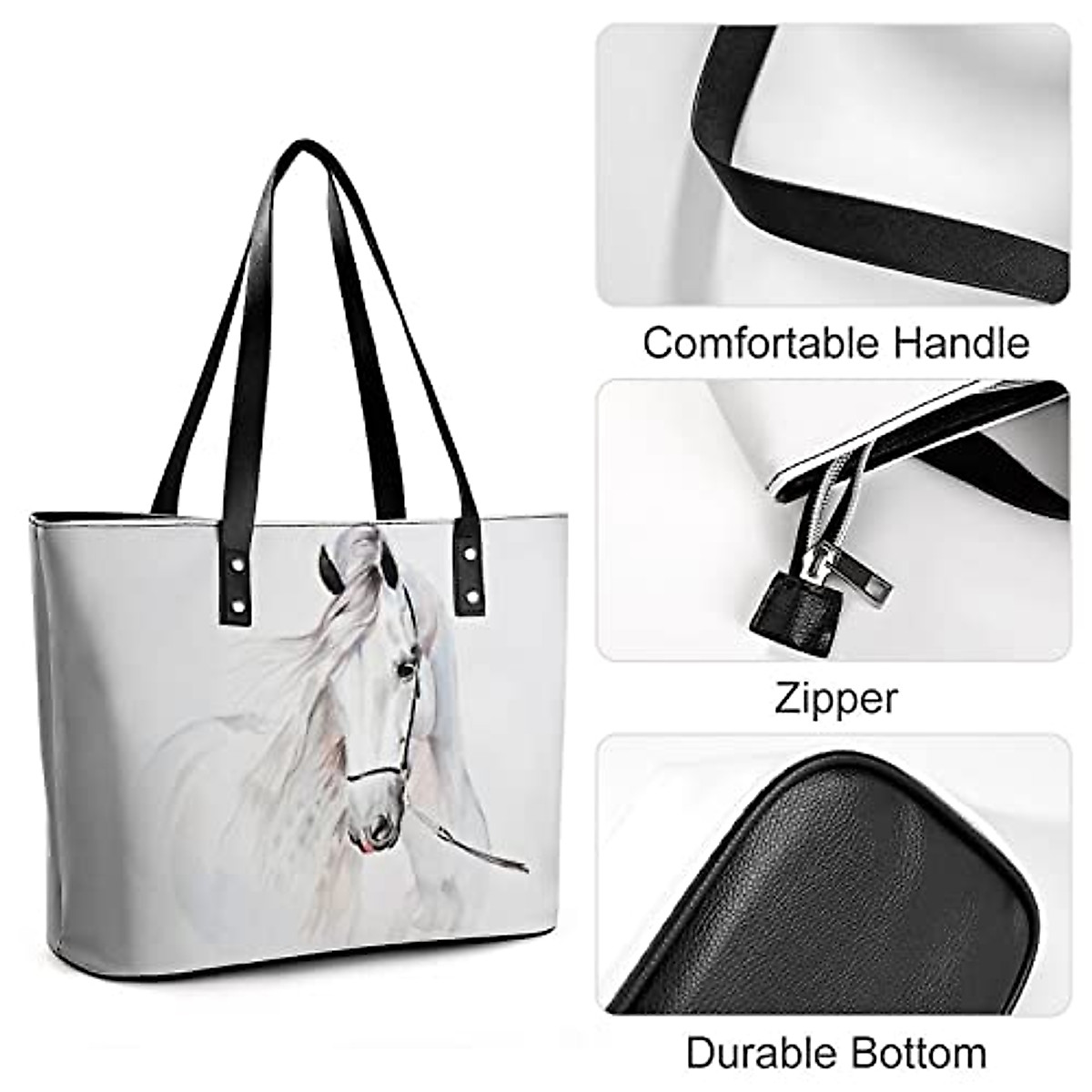 Womens Handbag Horse Animal Leather Tote Bag Top Handle Satchel Bags For Lady