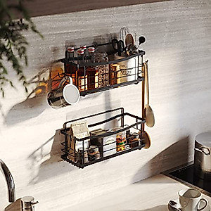 Couguarack Adhesive Shower Caddy Basket Shelf , Stainless Steel Organizer Storage Bathroom Shower Rack , Wall Mounted and No Drilling (4-pack Black)