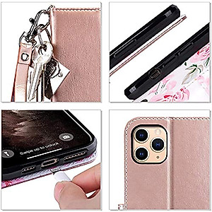 ULAK Compatible with iPhone 11 Pro Max Wallet Case for Women Girls, PU Leather Flip Cover with Card Holder Kickstand Shockproof Protective Purse Case for iPhone 11 Pro Max 6.5 Inch, Rose Gold