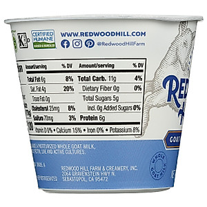 Redwood Hill Farm, Goat Milk Yogurt, Plain, 6 oz