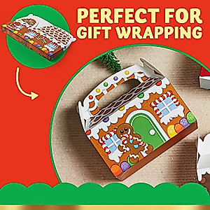 JOYIN 24 PCS 3D Christmas House Cardboard Treat Boxes for Holiday Xmas Goody Gift, Goodie Paper Boxes, School Classroom Party Favor Supplies, Candy Treat Cardboard Cookie Boxes