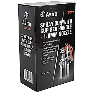 Astro Pneumatic Tool 4008 Spray Gun with Cup - Red Handle 1.8mm Nozzle