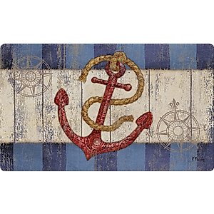 Toland Home Garden 800207 Rustic Anchor and Compass Summer Door Mat 18x30 Inch Boat Outdoor Doormat for Entryway Indoor Entrance