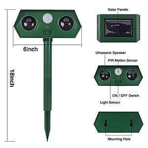 Solar Mouse Repellent, Snake Repellent, Mole Repellent, Gopher Repellent, Vole Repellent, Waterproof Pest Rat Repellent for Yard Garden Lawn Outdoor