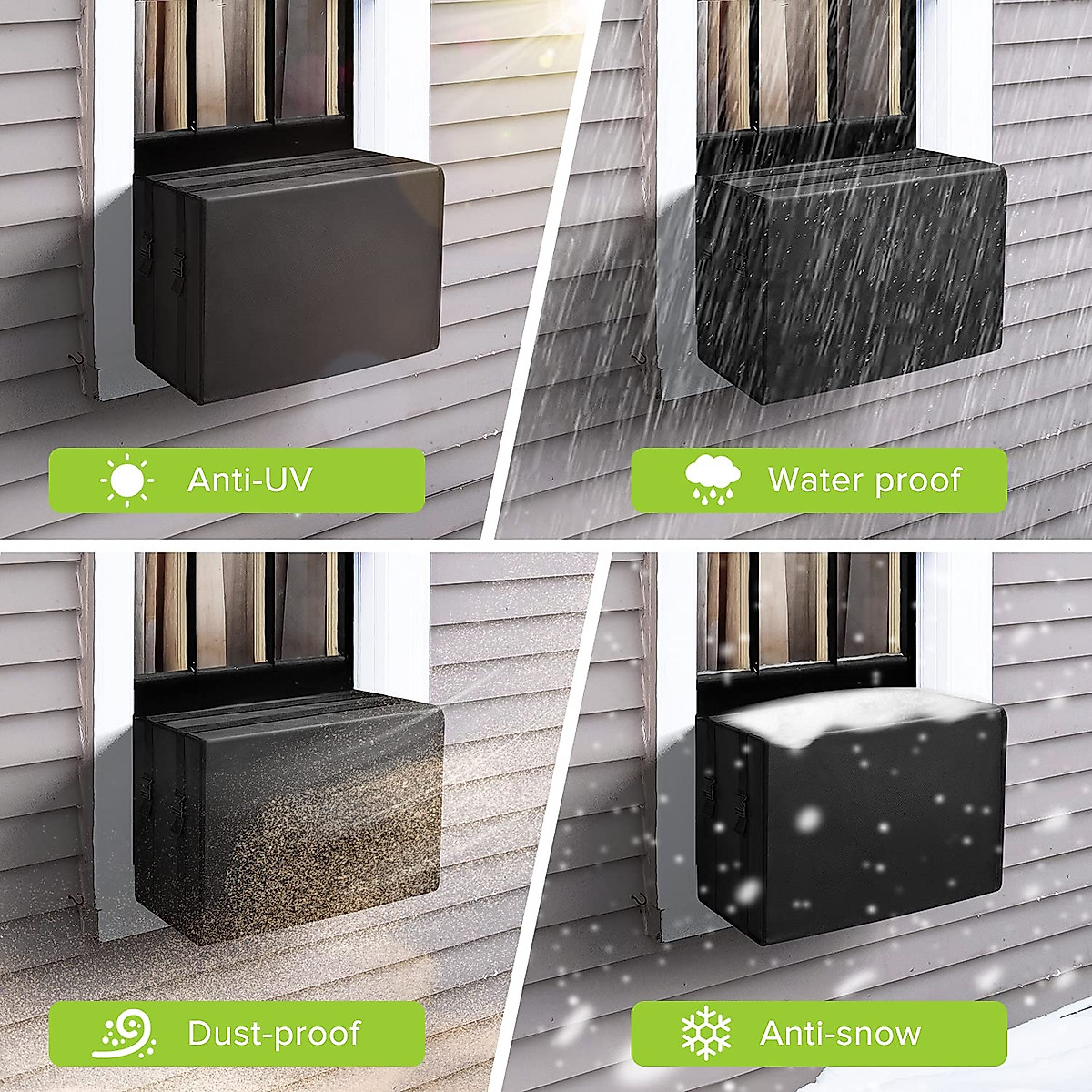 AFEION Window Air Conditioner Cover Outdoor, Outside Window AC Units Cover AC Unit Covers with Free Drawstring, 27.5W x 25D x 19H inches