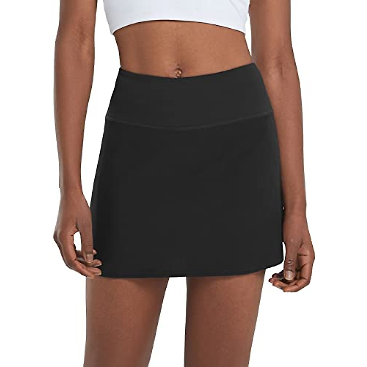 BALEAF Women's Pleated Tennis Skirts High Waisted Lightweight Athletic Golf Skorts Skirts with Shorts Pockets Black Medium
