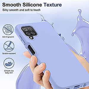LeYi for Samsung Galaxy A12 Case, Samsung A12 Phone Case with [2 x Tempered Glass Screen Protector], Full-Body Shockproof Soft Liquid Silicone Hybrid Phone Cover Case for Galaxy A12 5G, Violet