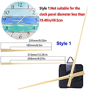 HILLHOME High Torque Long Shaft Hands Quartz DIY Wall Clock Movement Mechanism with 12 Inch Long Spade Hand Battery Operated Repair Parts Replacement, 3/10 in Max Dial Thickness, 9/10 in Total Length