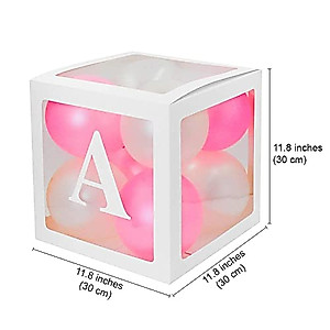 4 pcs White Transparent Balloons Boxes with 30 Letters 10 Numbers 5 Symbols, 49 pcs Party Decorations Kit Supplies, Boys Girls Birthday Baby Shower Gender Reveal Decoration Backdrop, Photo Props