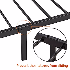 Yaheetech Industrial Platform Bed Frame Full with Wood Headboard and Metal Slats, Rustic Country Bed with Mattress Foundation/12 Inch Underbed Storage/No Box Spring Needed/Strong Slats Support, Brown